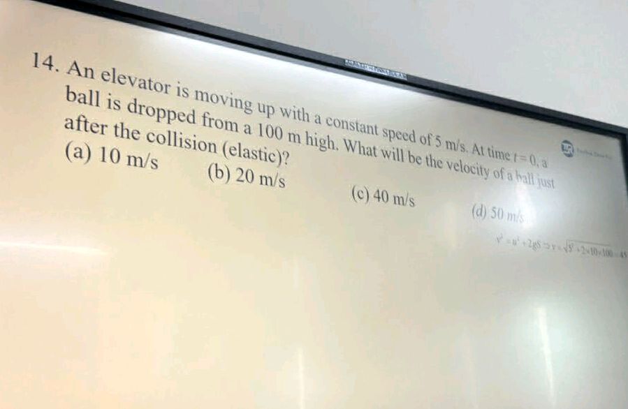 14. An elevator is moving up with a constant | StudyX