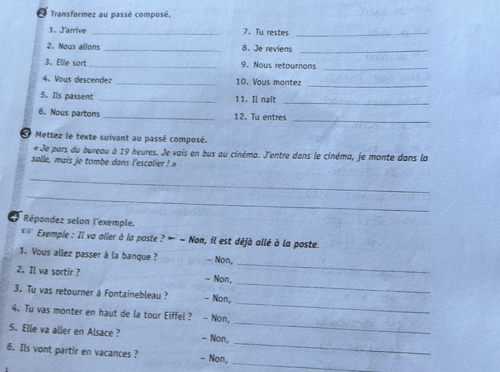 Transformez au passé composé. 1. J'arrive | StudyX