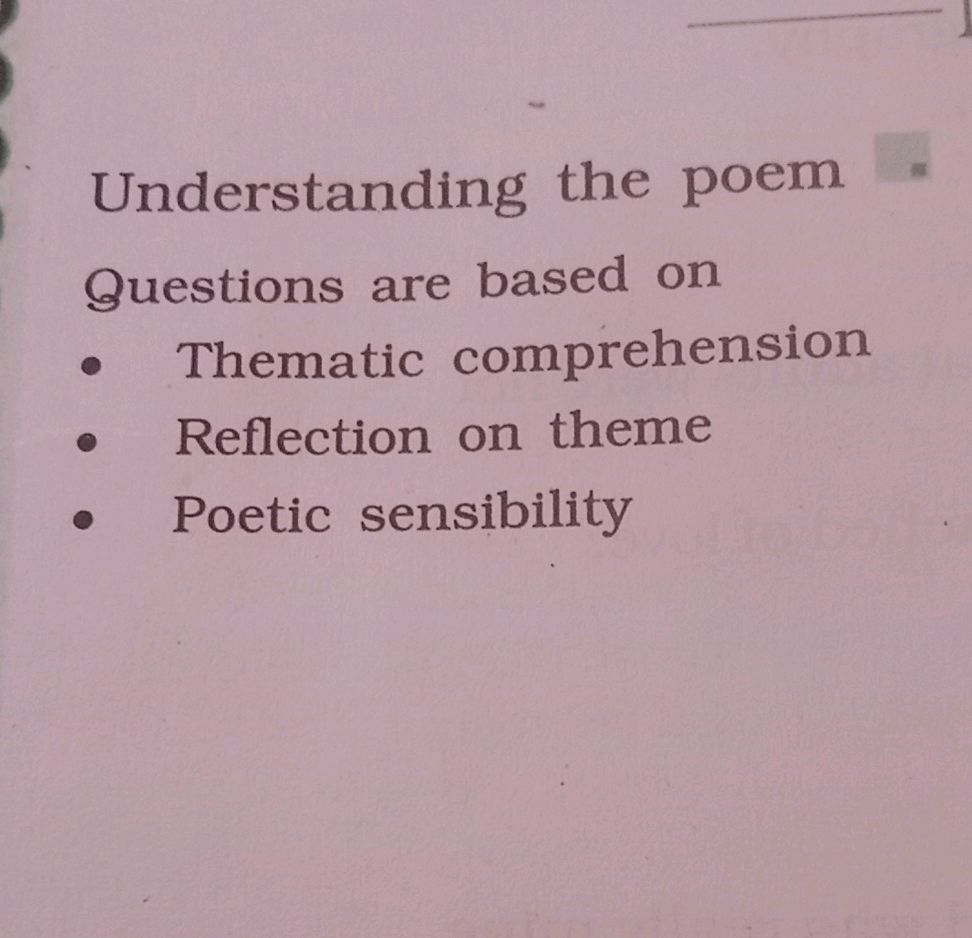 Understanding the poem Questions are based | StudyX