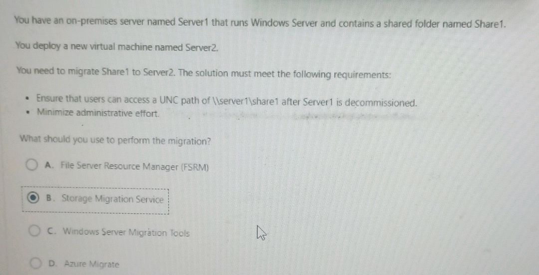You have an on-premises server named Server1