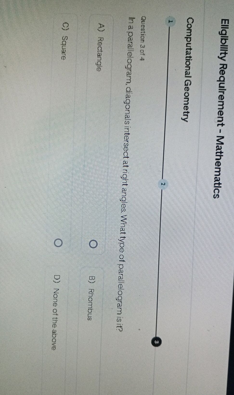 Question 3 of 4 In a parallelogram, | StudyX