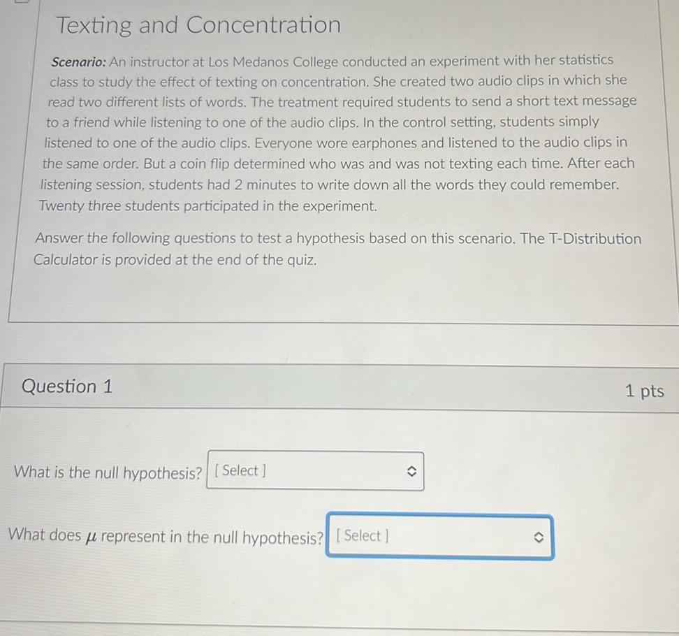 What is the null hypothesis? [Select] What | StudyX
