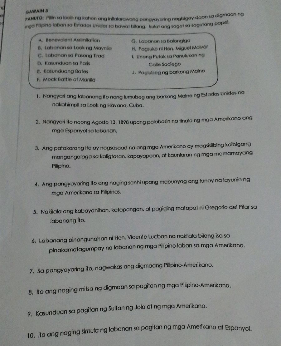 PANUTO: Pilin sa loob ng kahon ang | StudyX