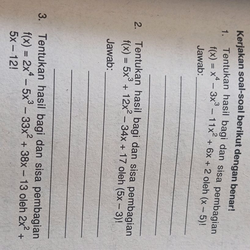 1. Tentukan hasil bagi dan sisa pembagian | StudyX