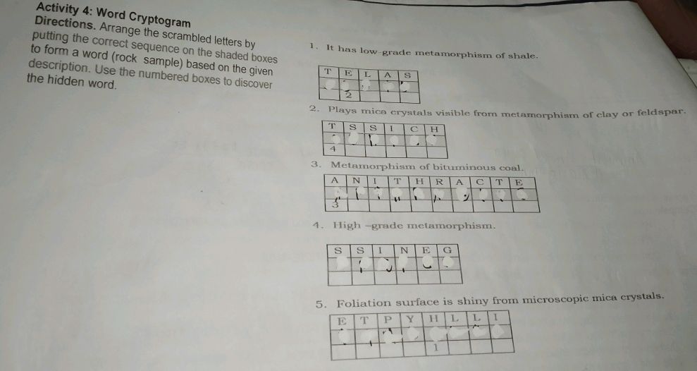 Activity 4: Word Cryptogram Directions. | StudyX