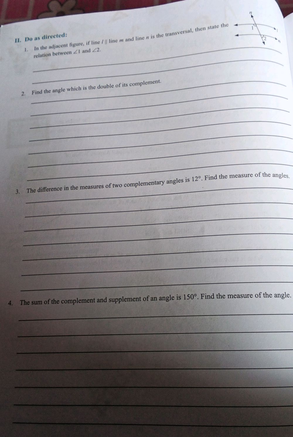 1. In the adjacent figure, if line $l$ || | StudyX
