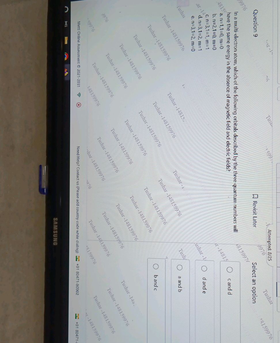 In a multi-electron atom, which of the | StudyX