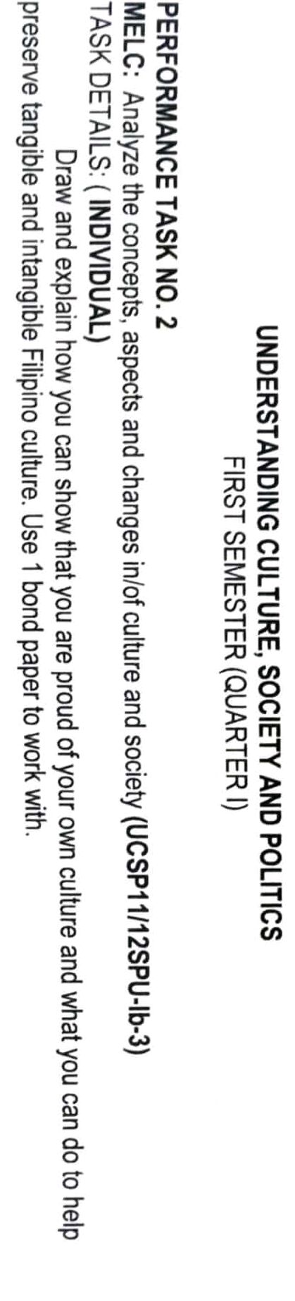 PERFORMANCE TASK NO. 2 UNDERSTANDING | StudyX