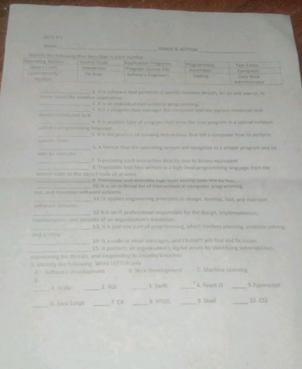 Identify the following that describes in | StudyX