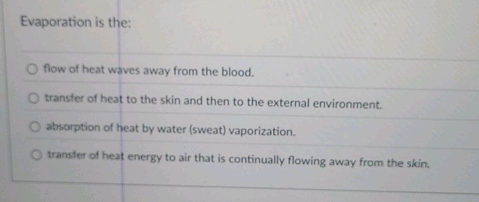 Evaporation is the: flow of heat waves away