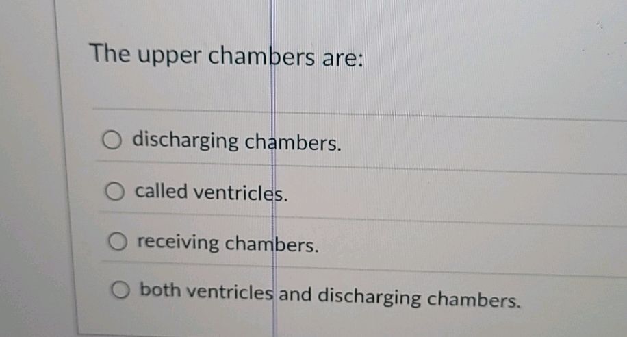 The upper chambers are: discharging | StudyX