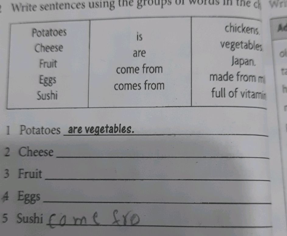 Write sentences using the groups of words in | StudyX