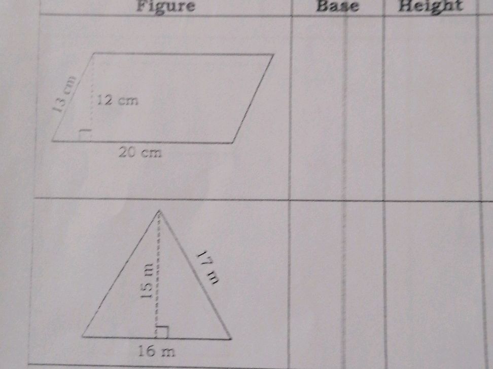 Figure | Base | Height ---|---|--- | StudyX