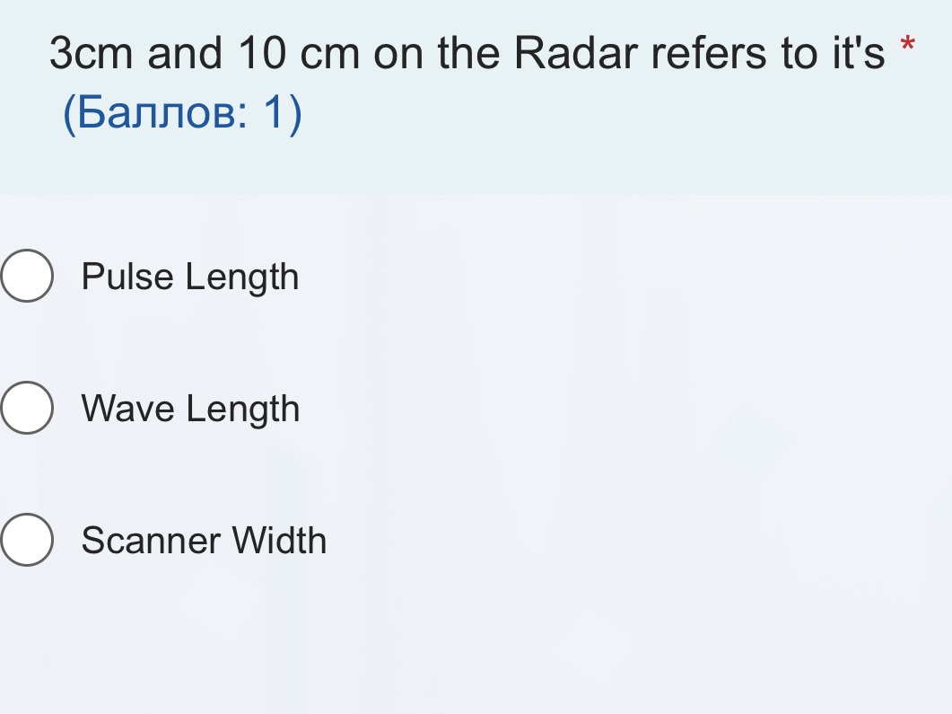3cm and 10 cm on the Radar refers to it's