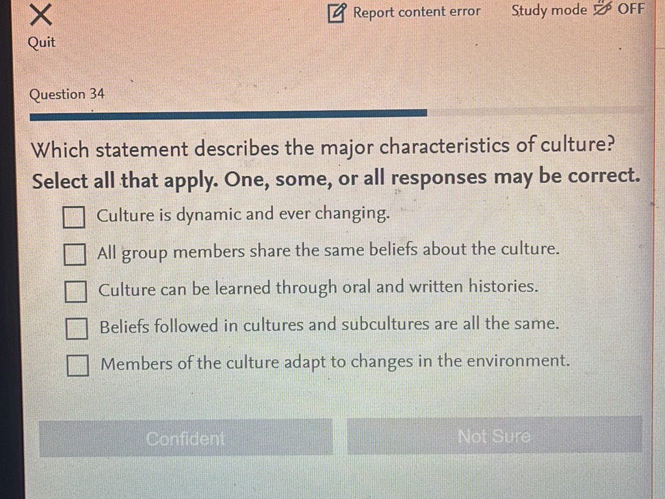 Which statement describes the major | StudyX