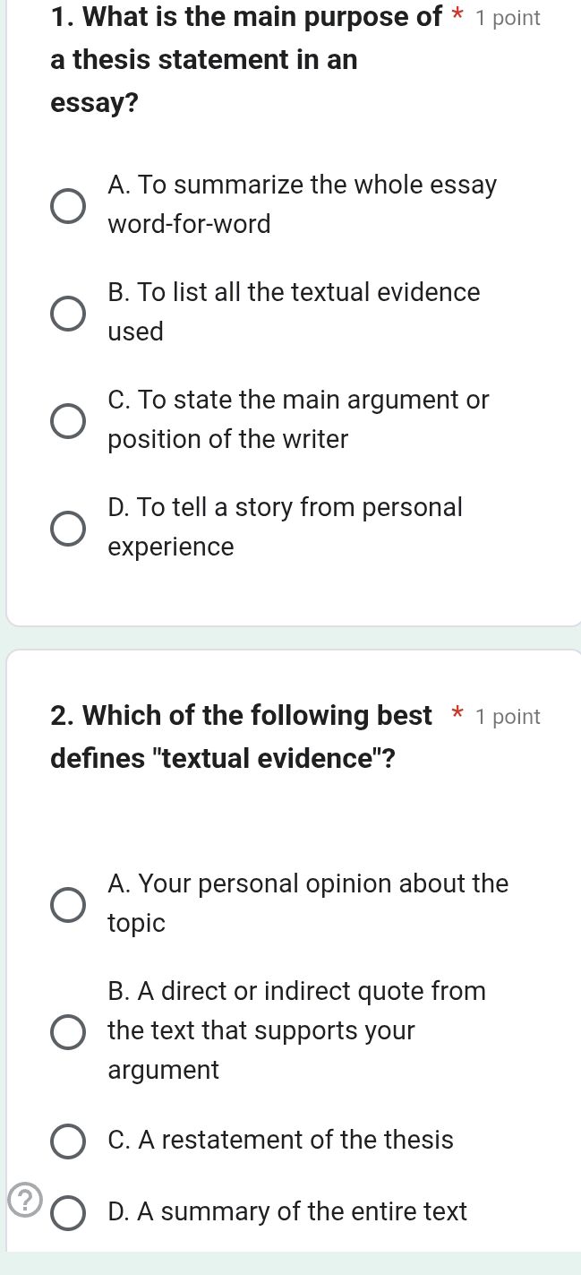 What is the main purpose of a thesis