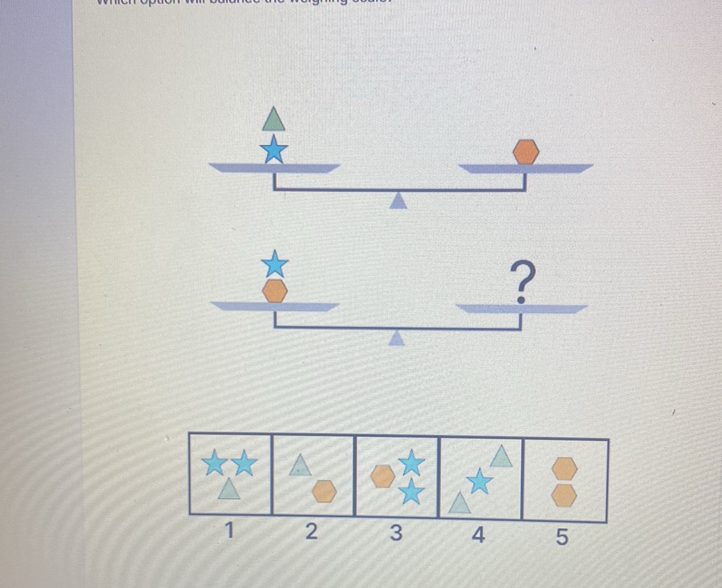 Which option will balance the weighing