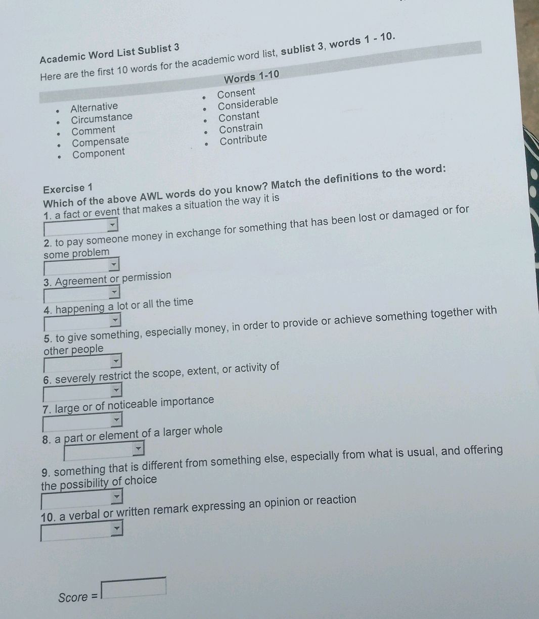 Academic Word List Sublist 3 Here are the