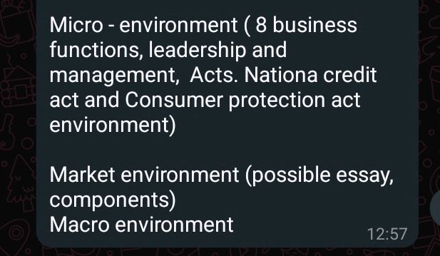 Micro - environment (8 business functions, | StudyX