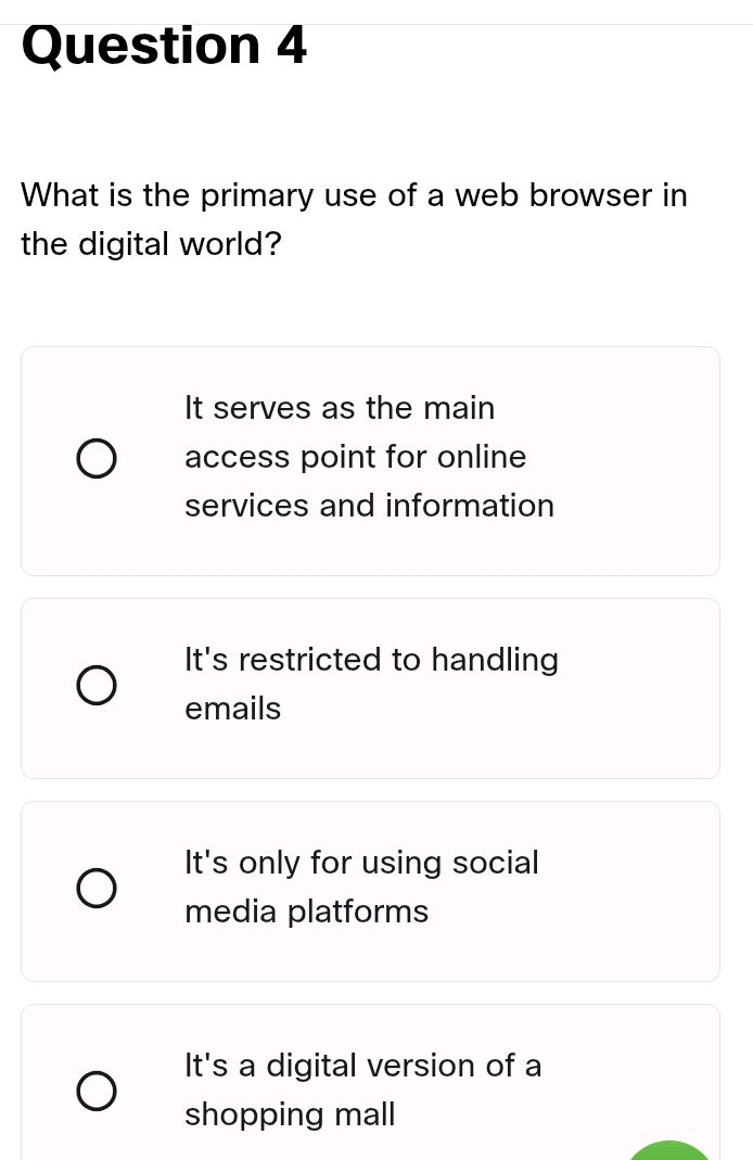 What is the primary use of a web browser in