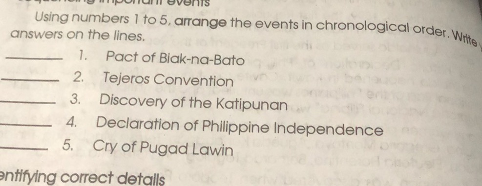 Using numbers 1 to 5, arrange the events in | StudyX