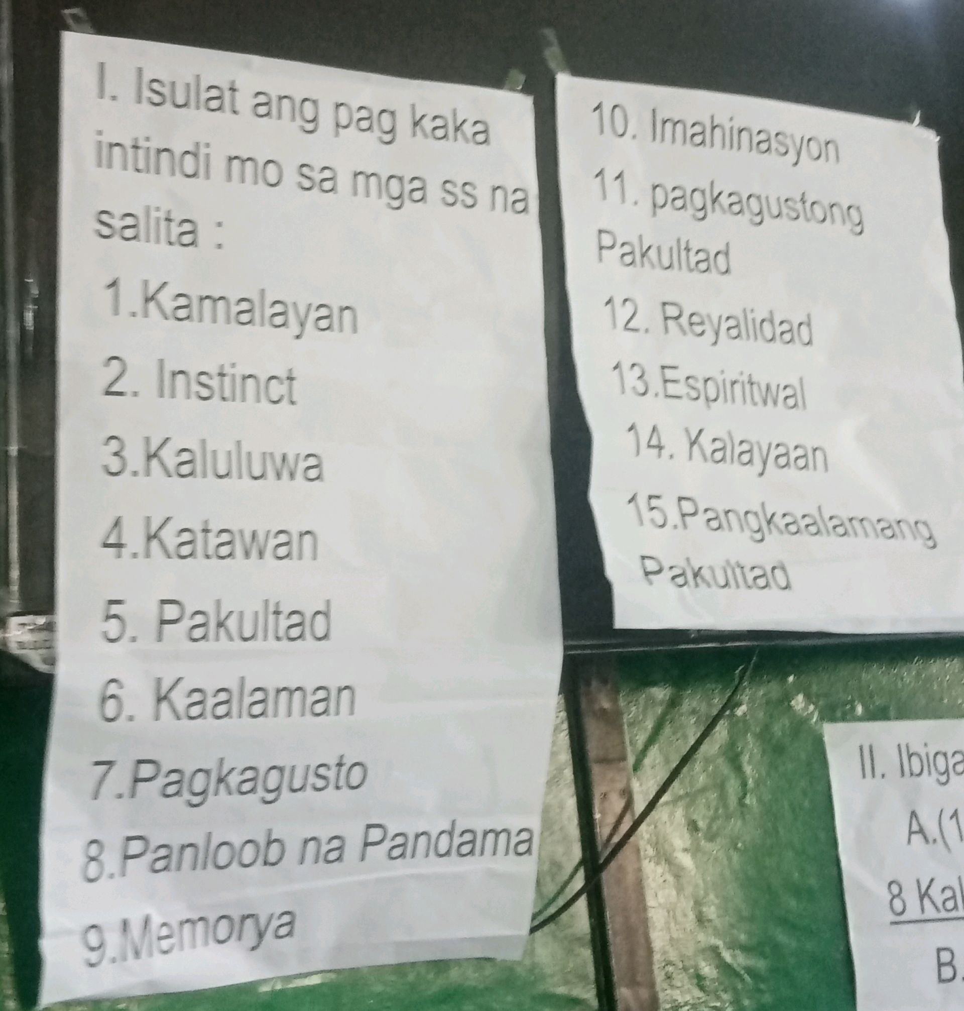 I. Isulat ang pag kaka intindi mo sa mga ss | StudyX
