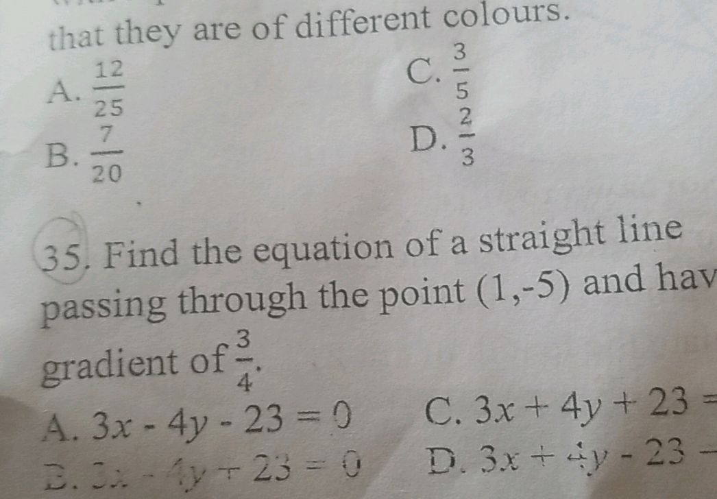Find the equation of a straight line passing