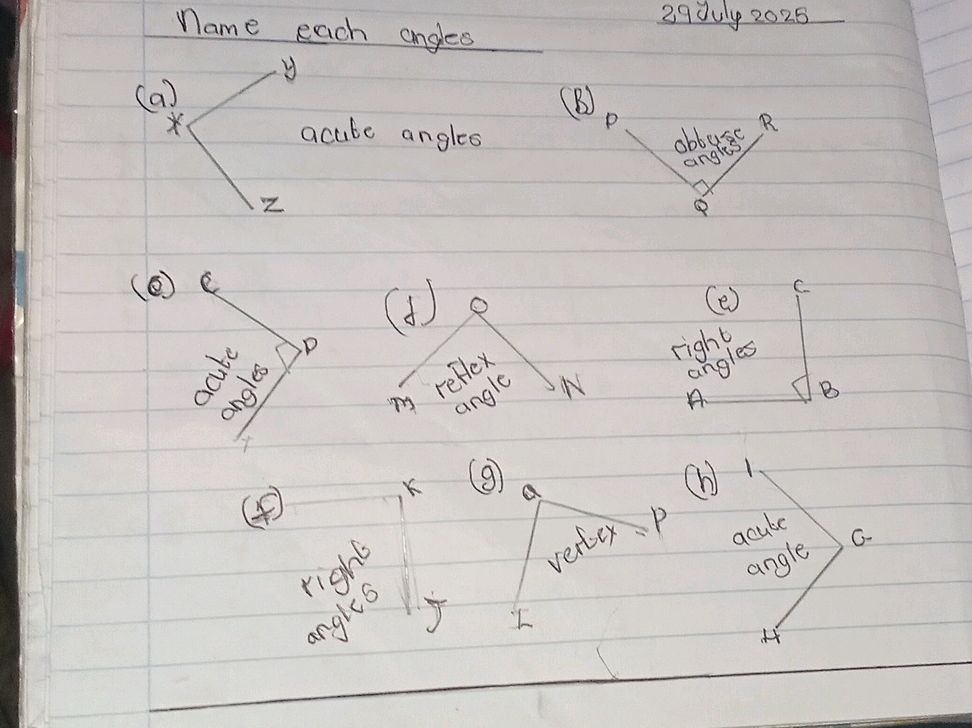 Name each angles (a) * y z acute | StudyX