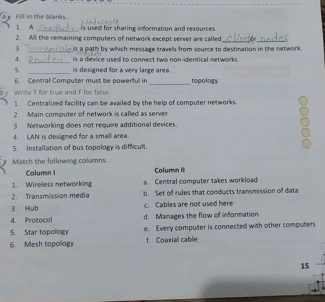 Fill in the blanks. 1. A Computer is used | StudyX