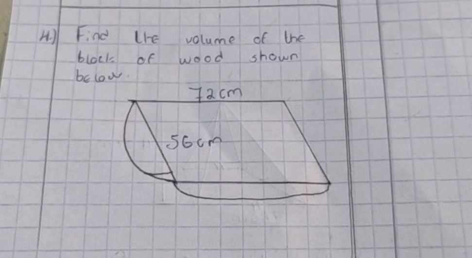 4.) Find the volume of the block of wood