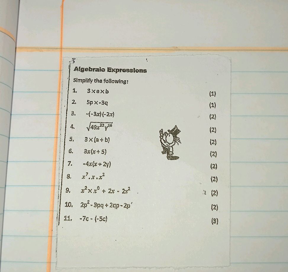 Algebraic Expressions Simplify the | StudyX