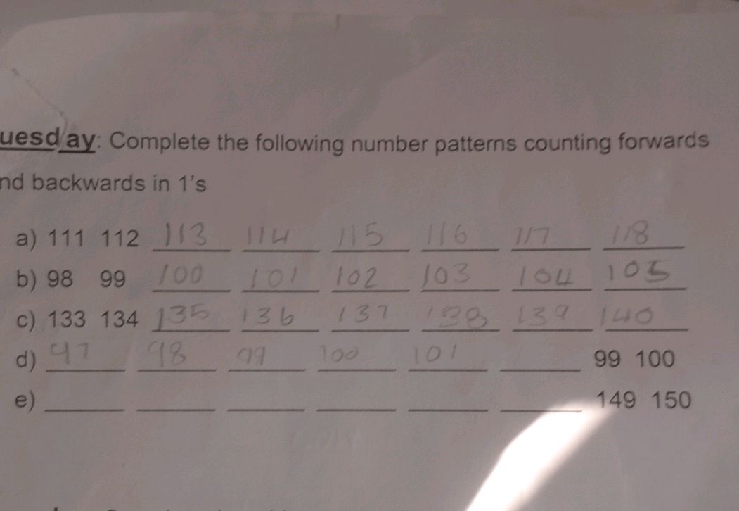 Complete the following number patterns | StudyX