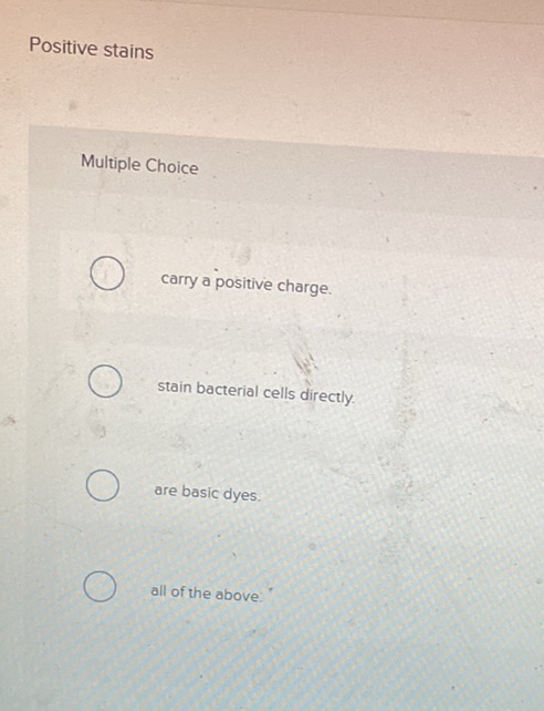 Positive stains Multiple Choice carry a