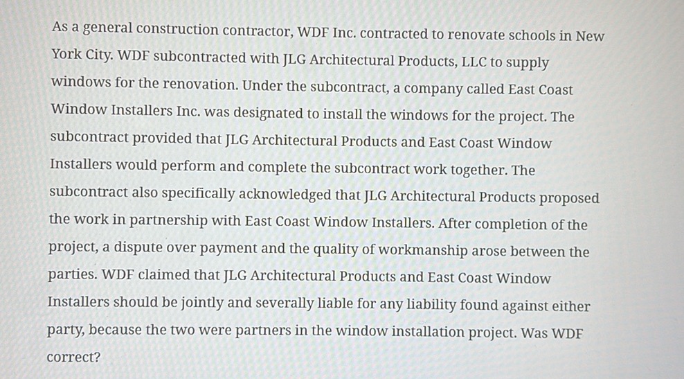 As a general construction contractor, WDF | StudyX