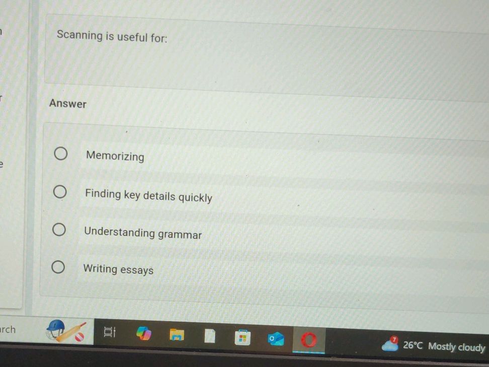 Scanning is useful for: Memorizing Finding