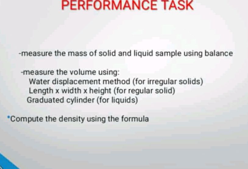 -measure the mass of solid and liquid sample | StudyX
