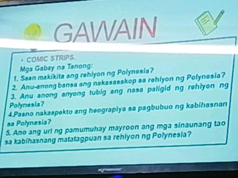 COMIC STRIPS. Mga Gabay na Tanong: 1. Saan | StudyX