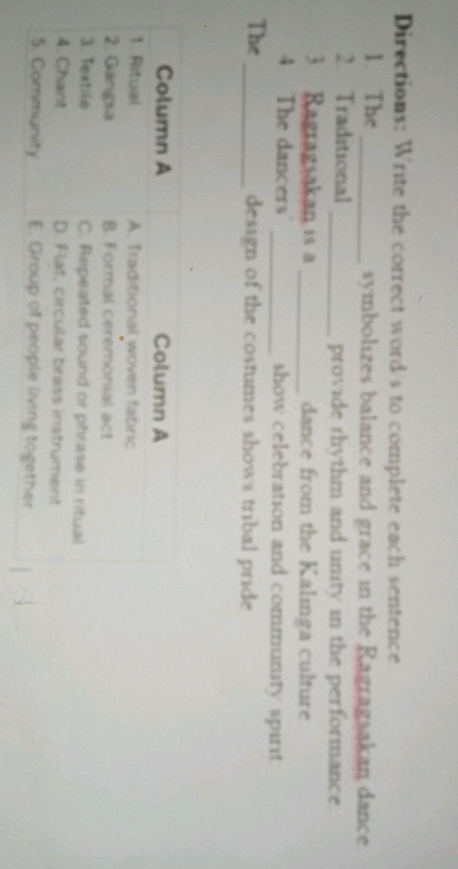 Directions: Write the correct words to | StudyX