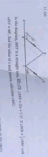 In the diagram, ABCF is a straight line, $ | StudyX