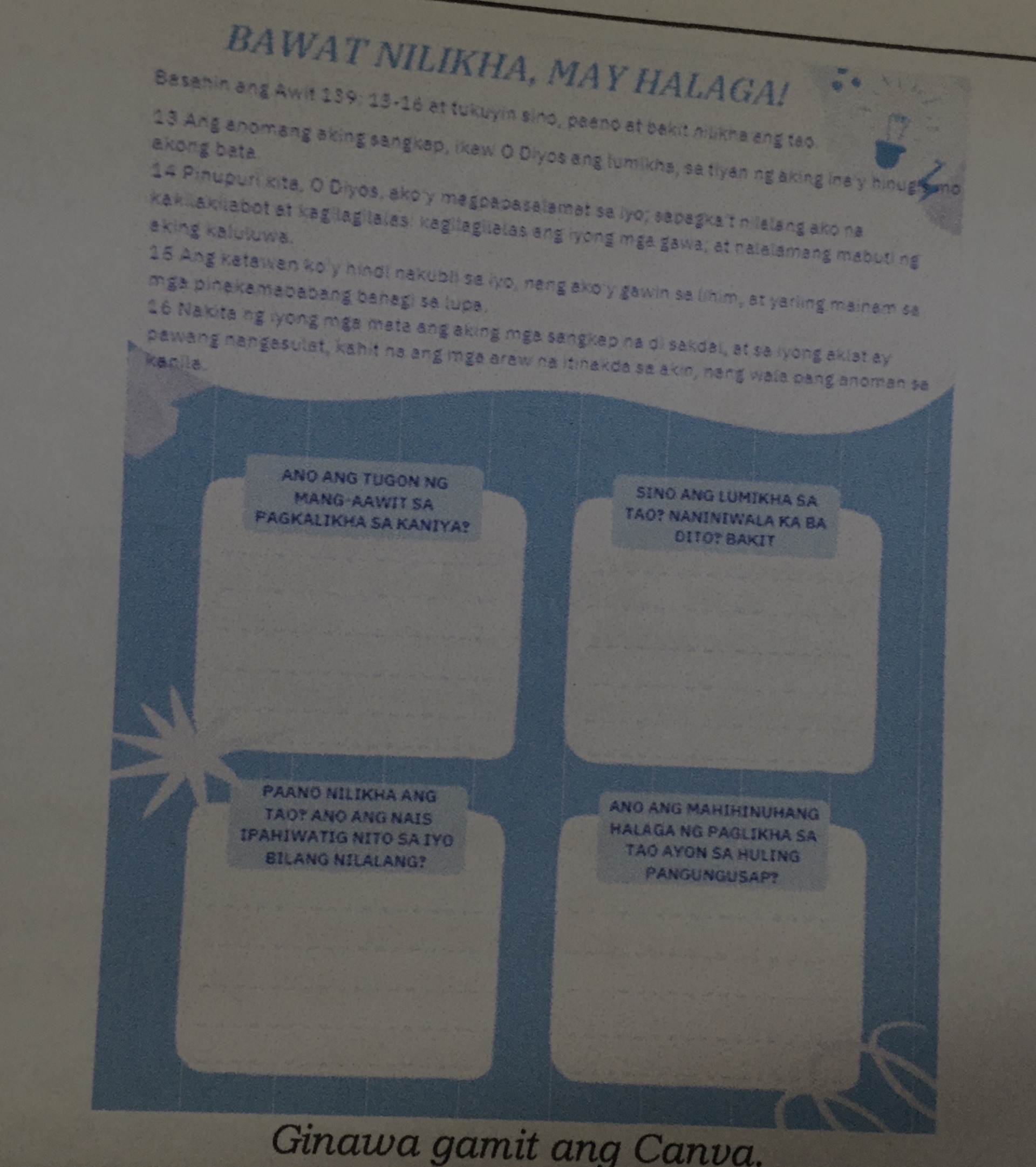 BAWAT NILIKHA, MAY HALAGA! Basahin ang Awit | StudyX