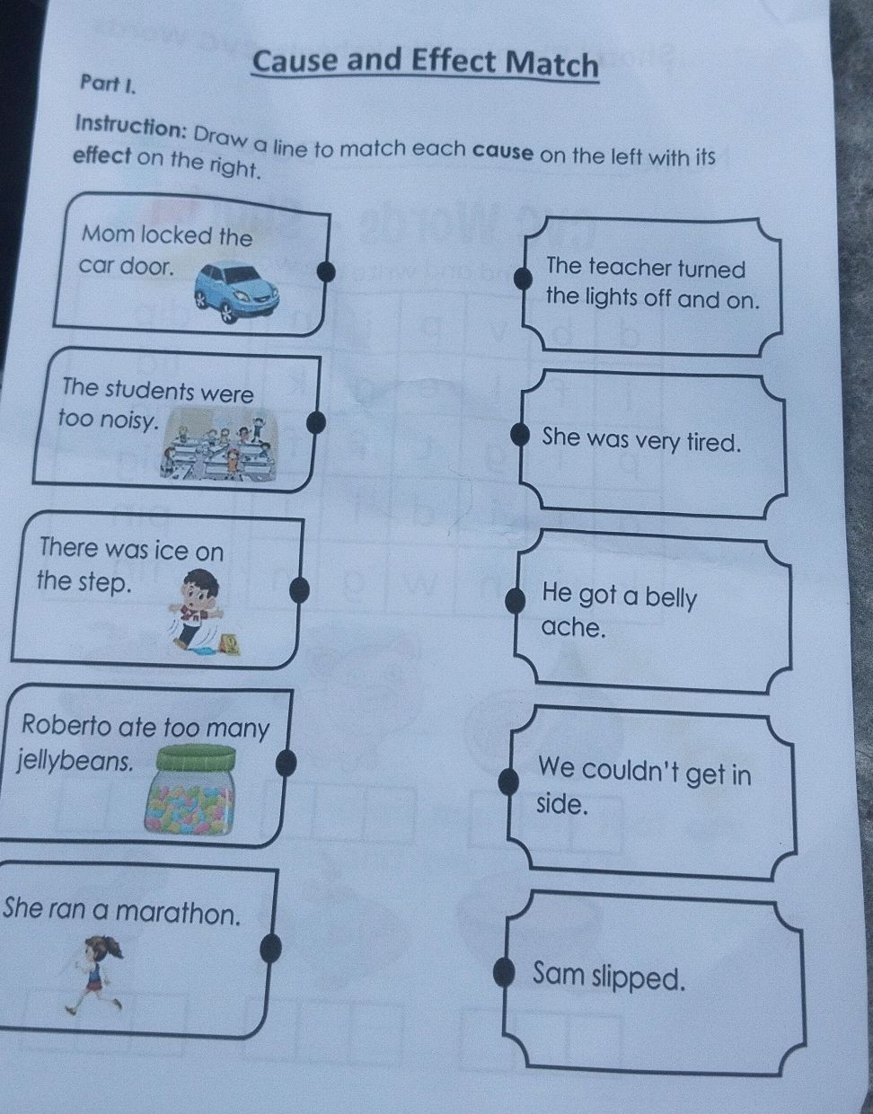 Part I. Instruction: Draw a line to match | StudyX