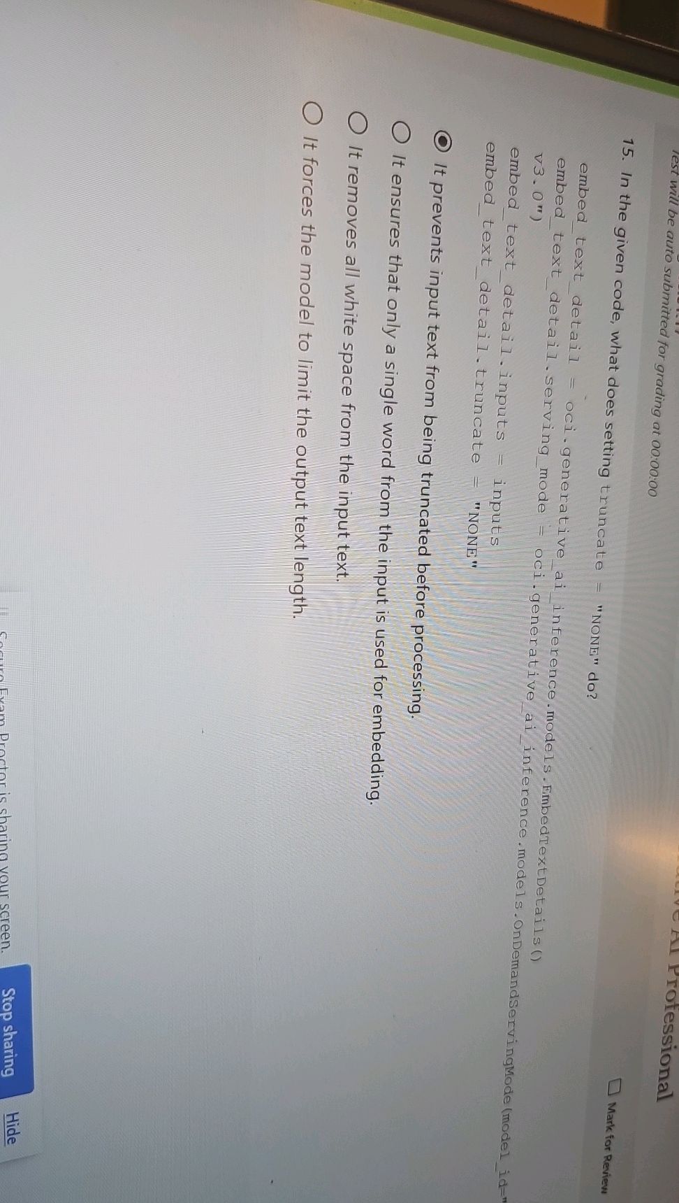 15. In the given code, what does setting | StudyX