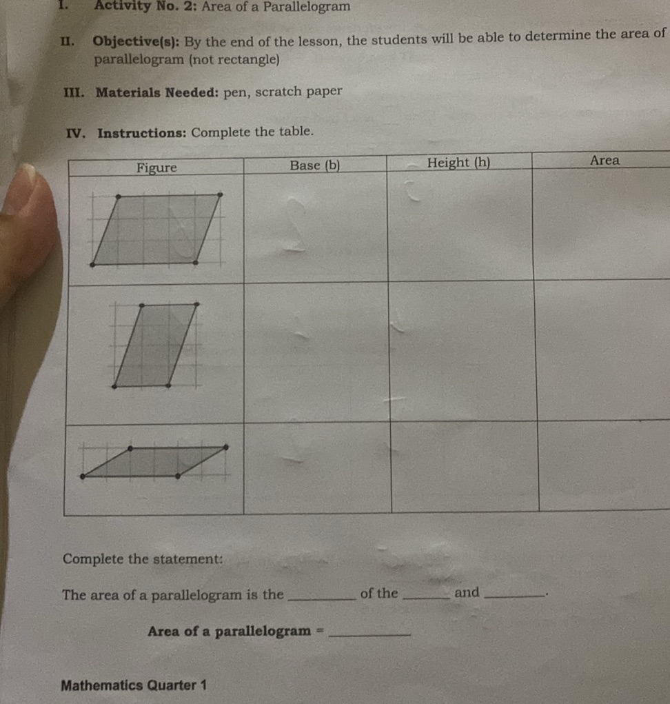 Complete the table. | Figure | Base (b) | | StudyX