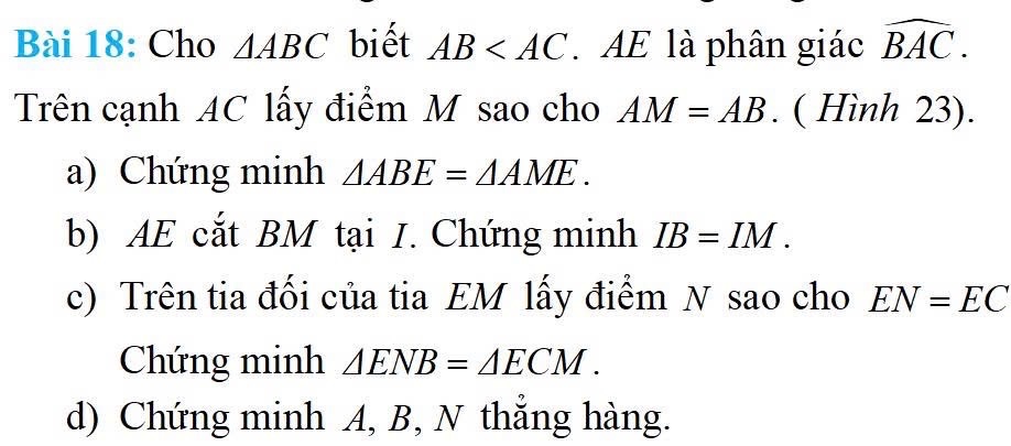 Bài 18: Cho $ ABC$ biết $AB