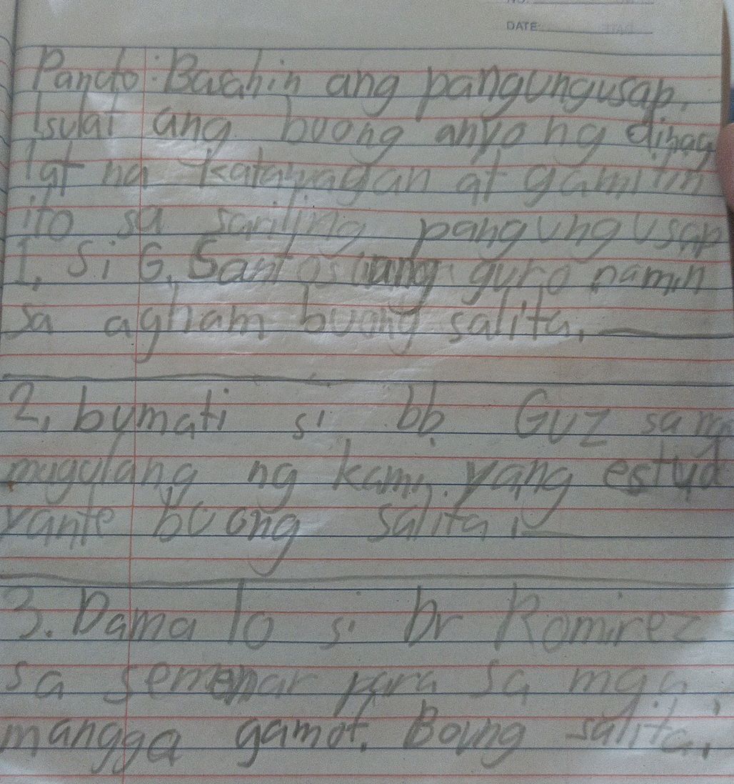 Panuto: Basahin ang pangungusap. Isulat ang | StudyX