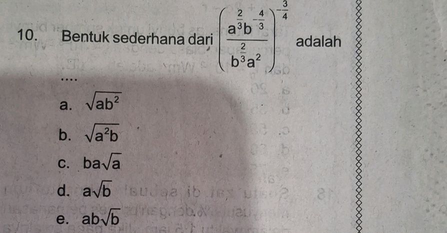10. Bentuk sederhana dari $ ( {a^3b^{ | StudyX