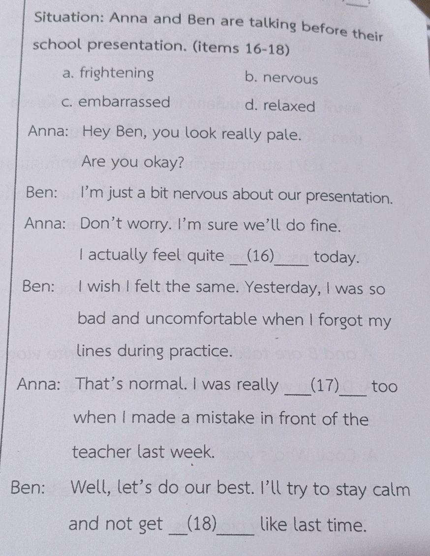 Situation: Anna and Ben are talking before | StudyX