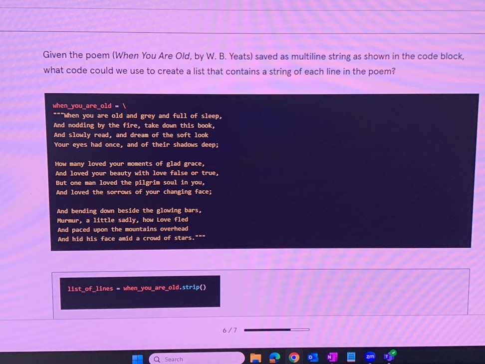 Given the poem (When You Are Old, by W. B. | StudyX