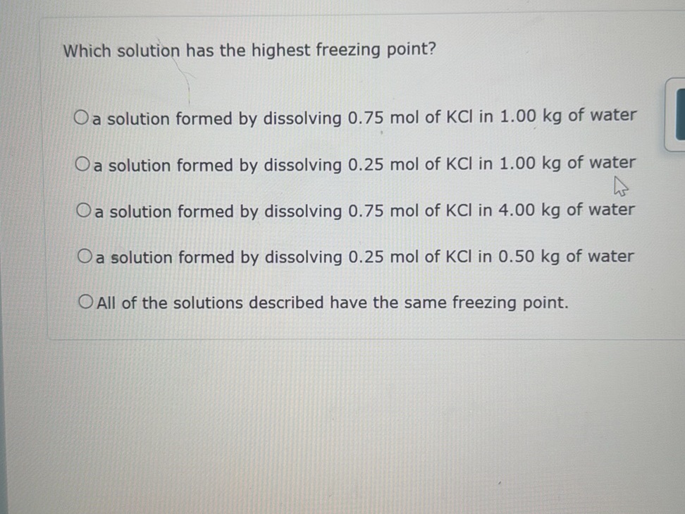 Which solution has the highest freezing | StudyX