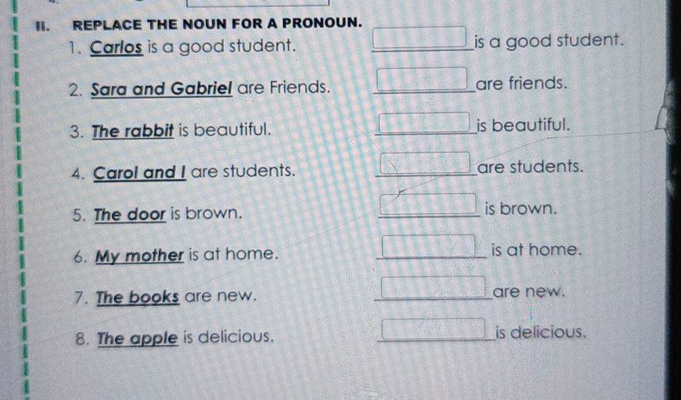 11. REPLACE THE NOUN FOR A PRONOUN. 1. | StudyX